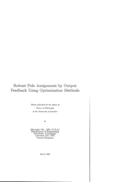 Robust pole assignment by output feedback using optimization methods.