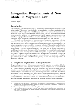 Integration requirements : a new model in migration law