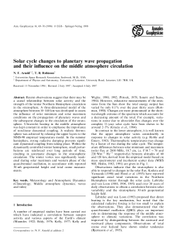 Solar cycle changes to planetary wave propagation and their influence ...