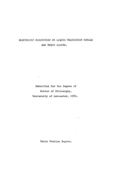 Electronic conduction in liquid transition metals and their alloys.