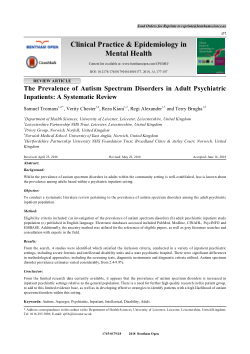 The Prevalence of Autism Spectrum Disorders in Adult Psychiatric Inpatients: A Systematic Review.