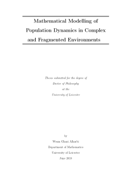 Mathematical Modelling of Population Dynamics in Complex and Fragmented Environments