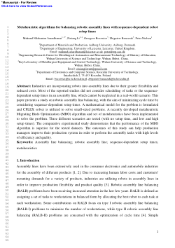 Metaheuristic algorithms for balancing robotic assembly lines with sequence-dependent robot ...