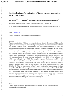 Statistical criteria for estimation of the cerebral autoregulation ...