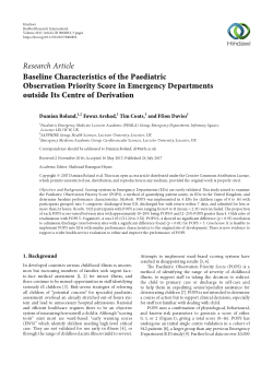 Baseline Characteristics of the Paediatric Observation Priority Score ...