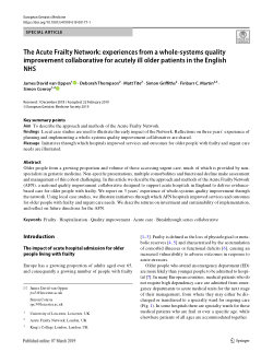 The Acute Frailty Network: experiences from a whole-systems quality ...