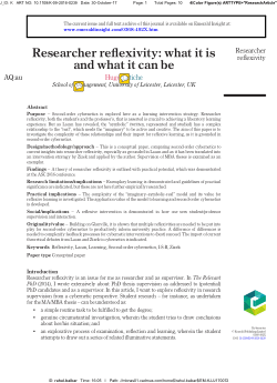 Item - Researcher reflexivity: what it is and what it can be ...