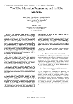 The ESA Education Programme and its ESA Academy