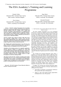 The ESA Academy's Training and Learning Programme