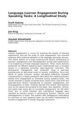 Language learner engagement during speaking tasks: A longitudinal study