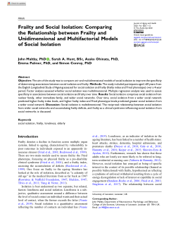 Frailty and Social Isolation: Comparing the relationship between ...