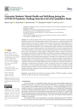 University Students' Mental Health and Well-Being during the COVID-19 ...