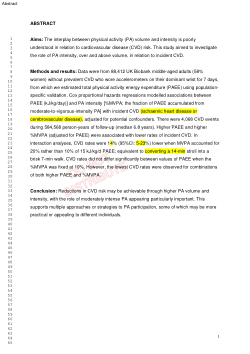 Item - Physical Activity Volume, Intensity and Incident Cardiovascular ...