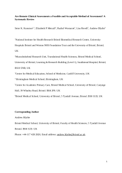 Item - Are remote clinical assessments a feasible and acceptable method ...