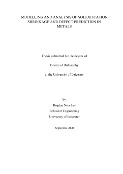 Modelling and Analysis of Solidification Shrinkage and Defect Prediction in Metals
