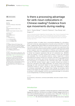 Is there a processing advantage for verb-noun collocations in Chinese reading? Evidence from eye ...