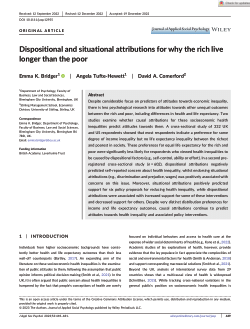 Dispositional and situational attributions for why the rich live longer ...