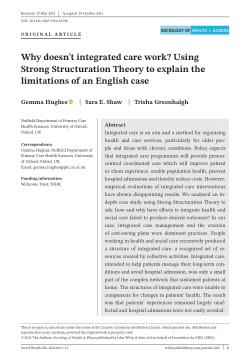 Why doesn’t integrated care work? Using Strong Structuration Theory to ...