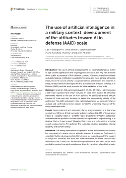 The use of artificial intelligence in a military context: development ...