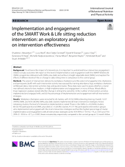 Implementation and engagement of the SMART Work & Life sitting ...