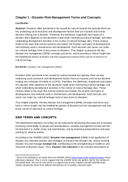 Disaster risk management terms and concepts