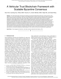 A Vehicular Trust Blockchain Framework with Scalable Byzantine Consensus