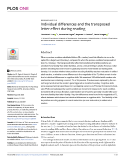 Item - Individual differences and the transposed letter effect during ...