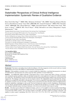 Stakeholder Perspectives of Clinical Artificial Intelligence ...