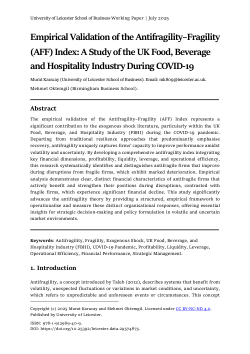 Empirical Validation of the Antifragility–Fragility (AFF) Index: A ...