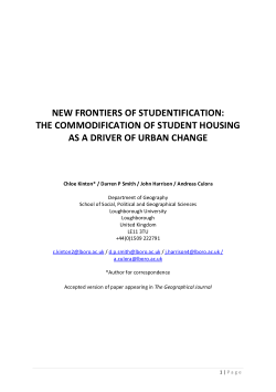 Item - New frontiers of studentification: the commodification of ...