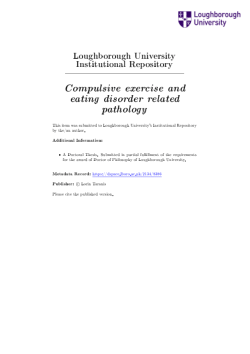 Compulsive exercise and eating disorder related pathology