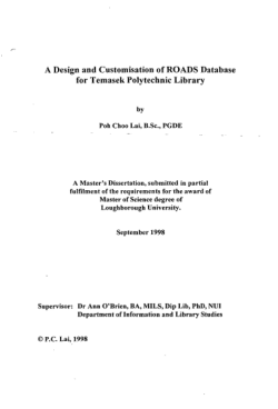A design and customisation of ROADS database for Temasek Polytechnic ...