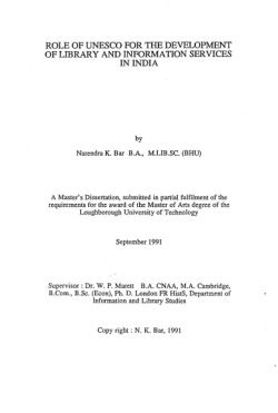 Role of UNESCO for the development of library and information services ...
