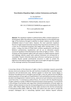 Three models of republican rights: Juridical, parliamentary and populist