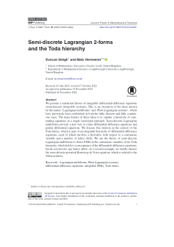 Semi-discrete Lagrangian 2-forms and the Toda hierarchy