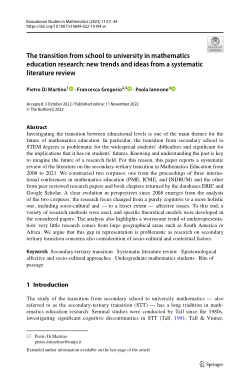 The transition from school to university in mathematics education ...