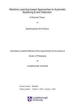 Item - Machine learning based approaches to automatic stuttering event detection - Loughborough ...