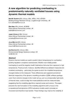A new algorithm for predicting overheating in predominantly naturally ...