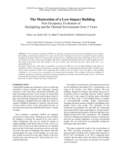 The maturation of a low-impact building: Post occupancy evaluation of ...