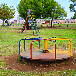 Playground structures in Nelson Mandela Park, Mamelodi, Pretoria, Gauteng, South Africa