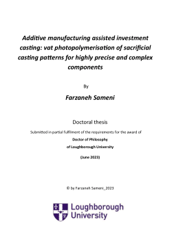 Item - Additive manufacturing assisted investment casting: vat ...