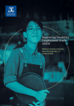 Item - Improving Disability Employment Study (IDES): Methods of data ...