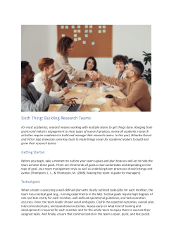 Item - Sixth Thing: Building Research Teams - The University of ...