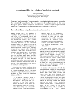 A Simple Model for the Evolution of Irreducible Complexity