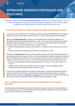 Research Resource: Appraising research for rigour and relevance