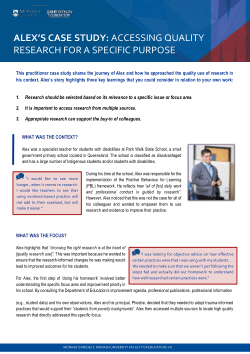 Alex's Case Study: Accessing quality research for a specific purpose
