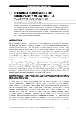 Defining a public model for participatory media practice: a case study ...