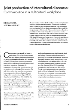 Joint production of intercultural discourse: communication in a multicultural workplace