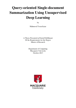 Query-oriented single-document summarization using unsupervised deep learning
