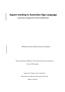 Aspect marking in Australian Sign Language: a process of gestural verb ...